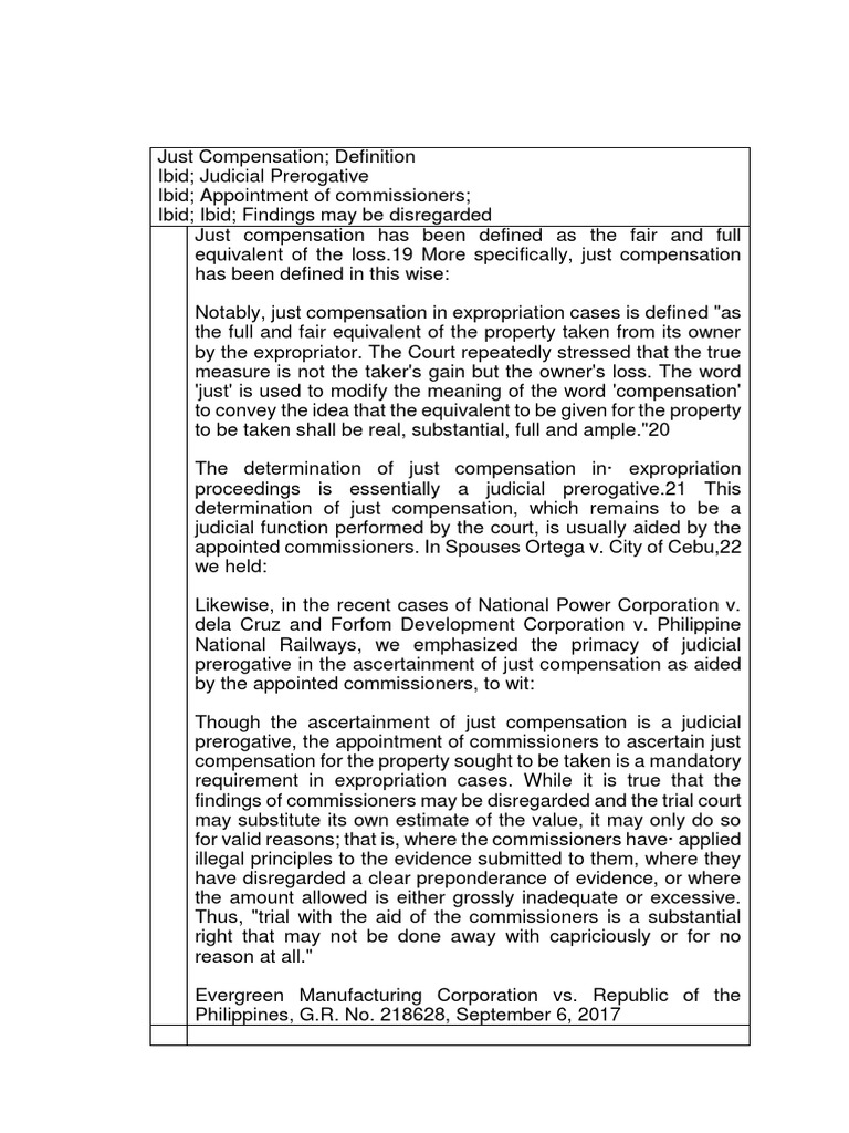 Jurisprudence On Just Compensation | PDF | Eminent Domain | Just ...