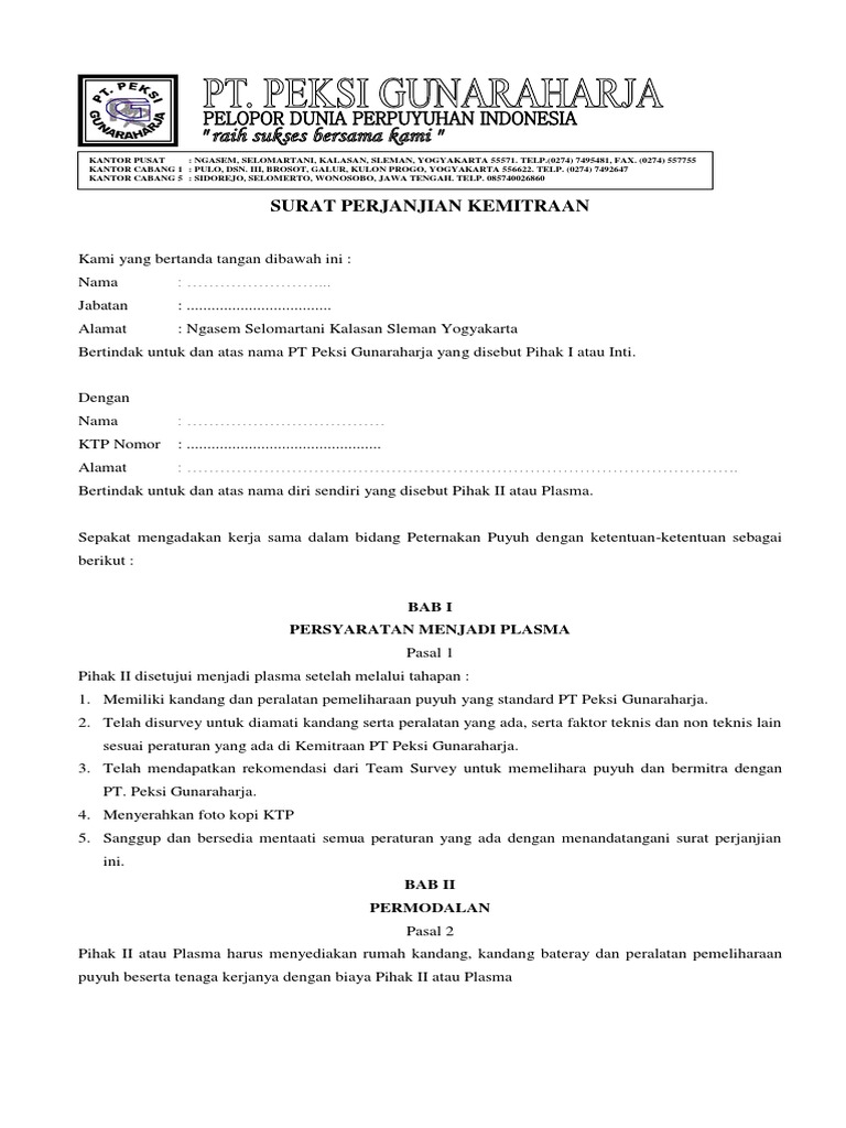 Surat Perjanjian Kemitraan Pdf Pdf