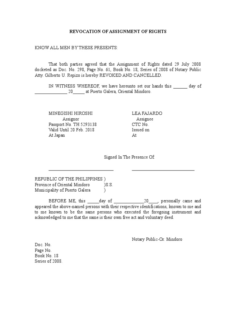 Revocation of Assignment of Rights | PDF