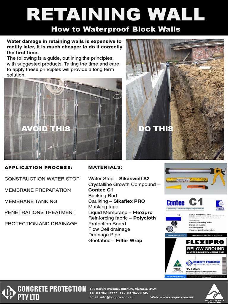 Waterproofing Guide for Retaining Walls | PDF | Concrete | Water
