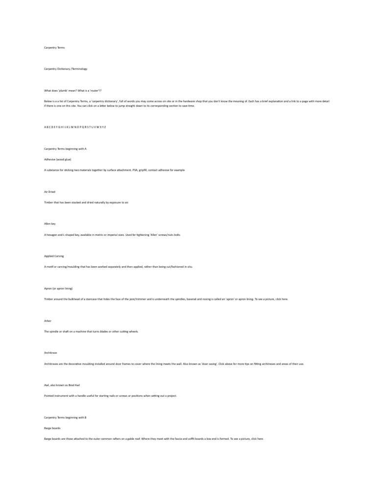 Carpentry Terms | PDF | Carpentry | Lumber