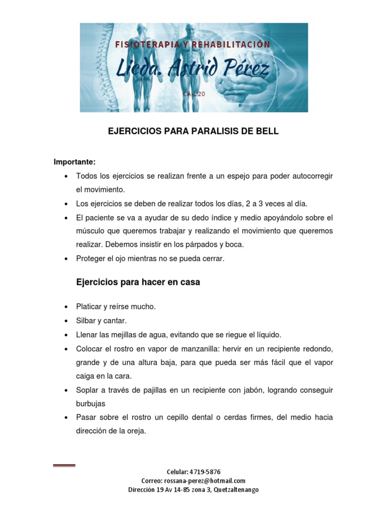 Ejercicios Paralisis De Bell Pdf Pdf