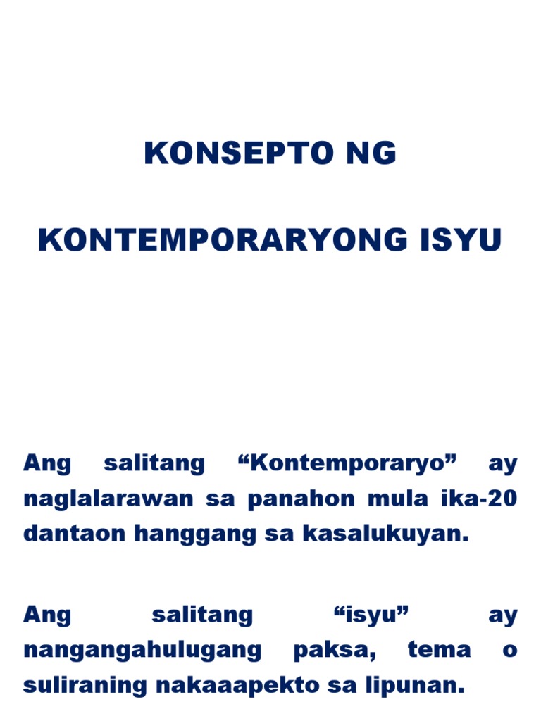 Konsepto NG Kontemporaryong Isyu | PDF