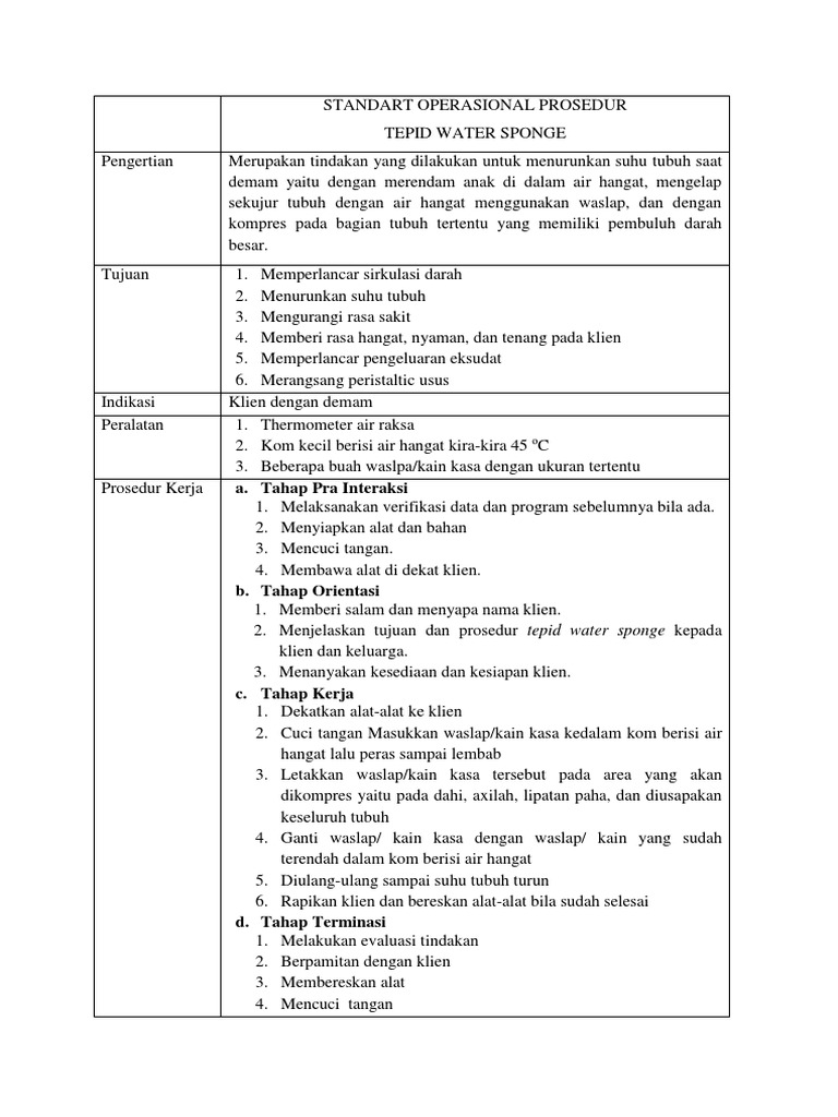 Sop Tepid Water Sponge | PDF