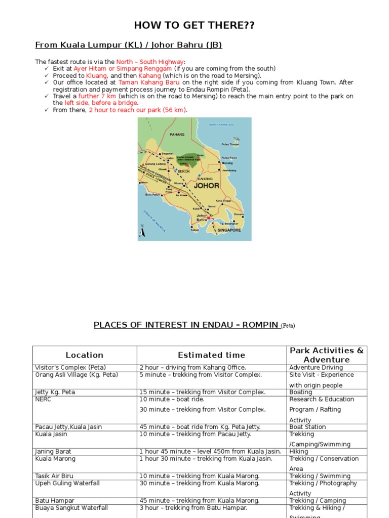 How To Get To Endau - Rompin (Peta) | PDF | Outdoor Recreation ...