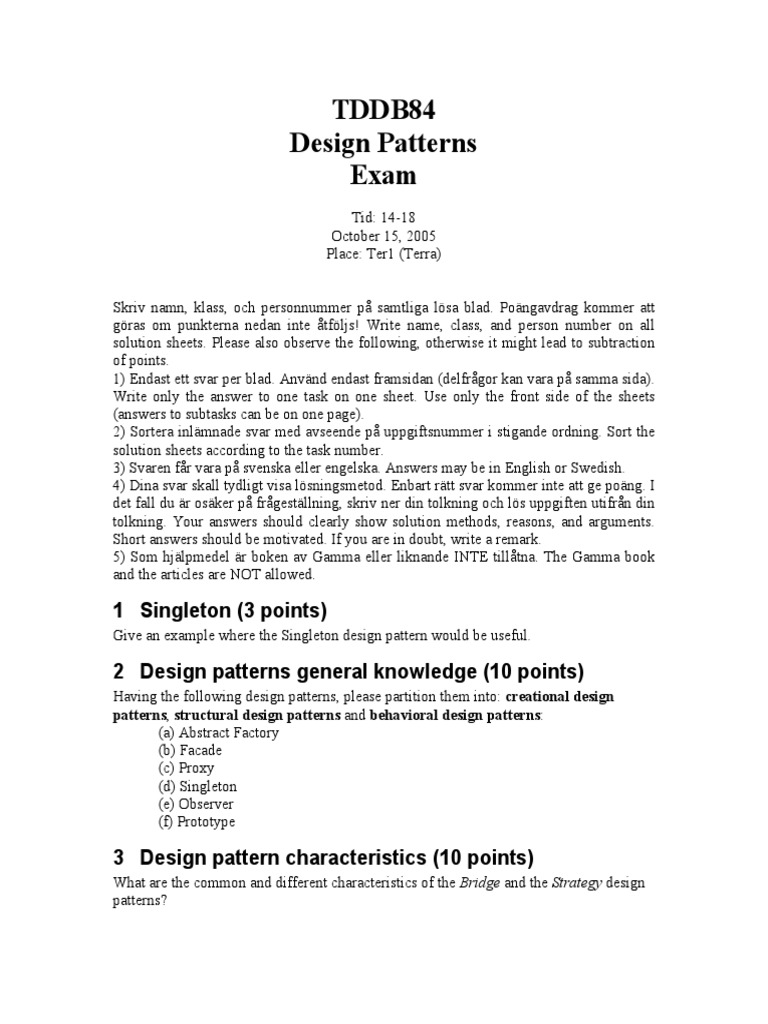 Design Patterns Exam Instructions | PDF | Class (Computer Programming ...
