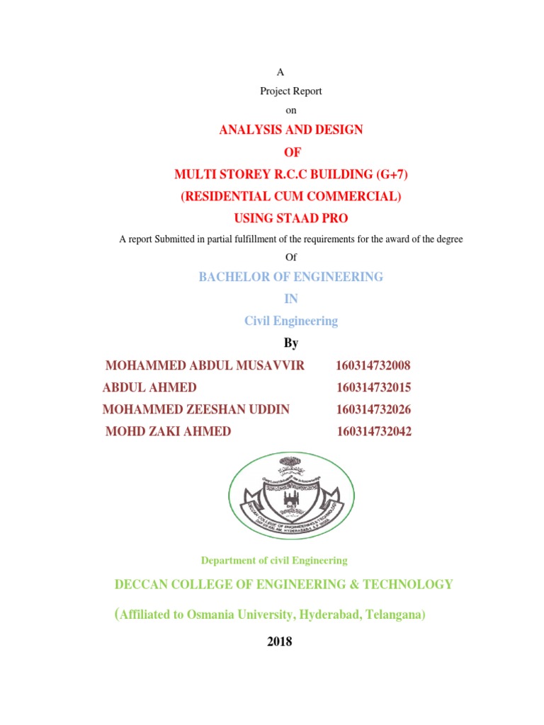 Analysis and Design OF Multi Storey R.C.C Building (G+7) (Residential Cum Commercial) Using ...