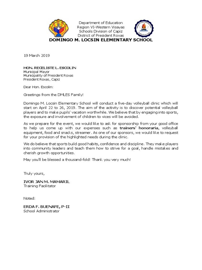 Domingo M. Locsin Elementary School: Hon. Receliste L. Escolin | PDF ...