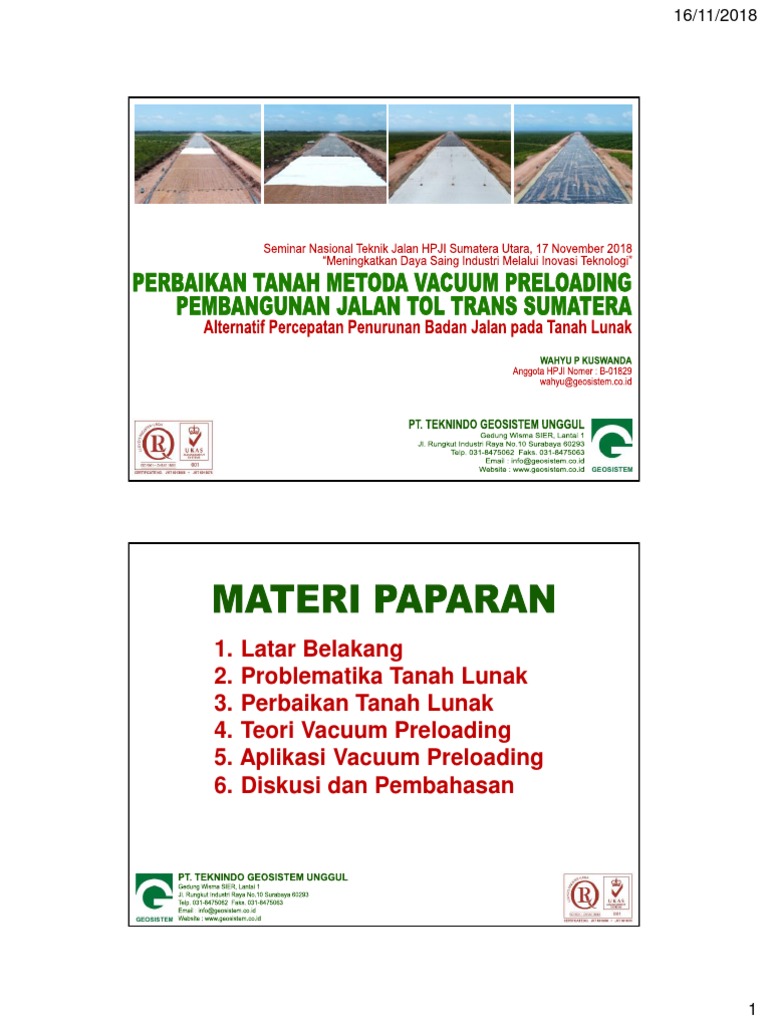 Aplikasi Vacuum Preloading pada Tanah Lunak | PDF