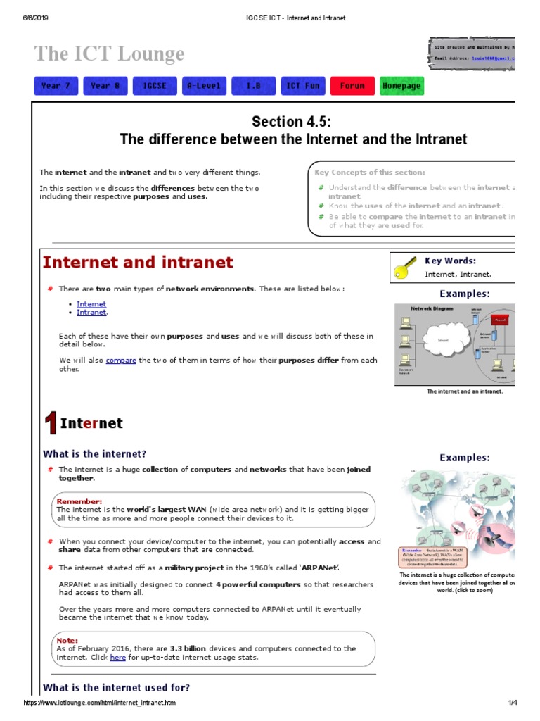 IGCSE ICT - Internet and Intranet | PDF | Internet | Internet Service ...