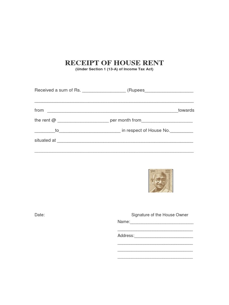 House Rent Receipt Form 1 | PDF