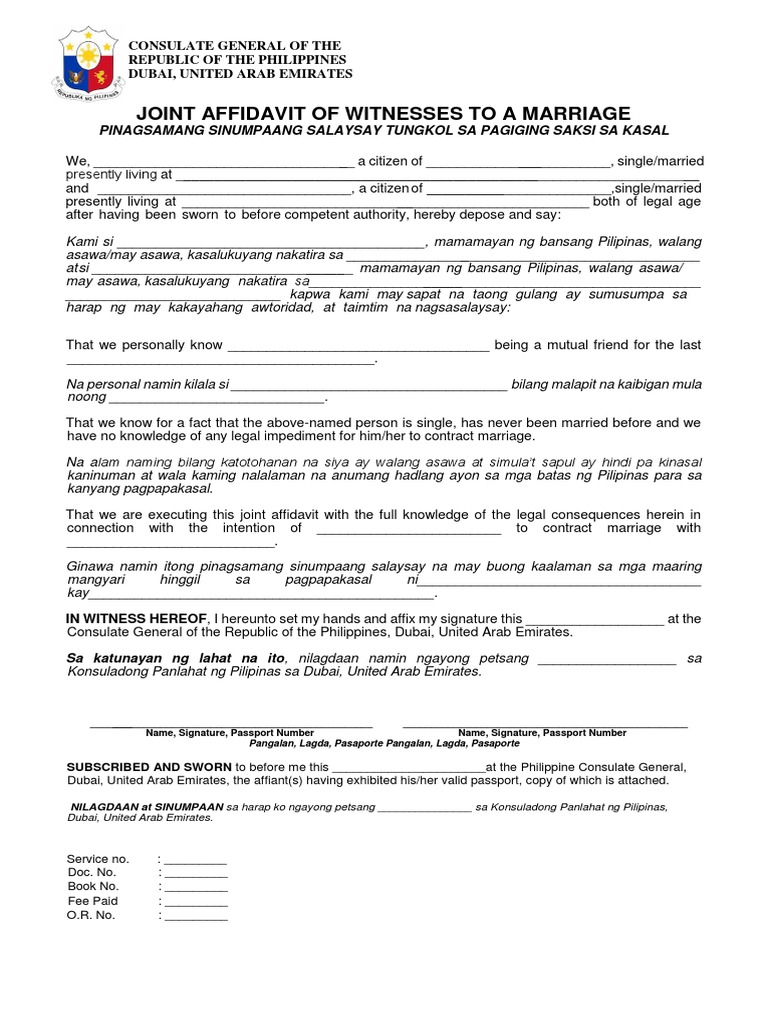 Joint Affidavit To Witness Marriage | PDF | Document | Common Law