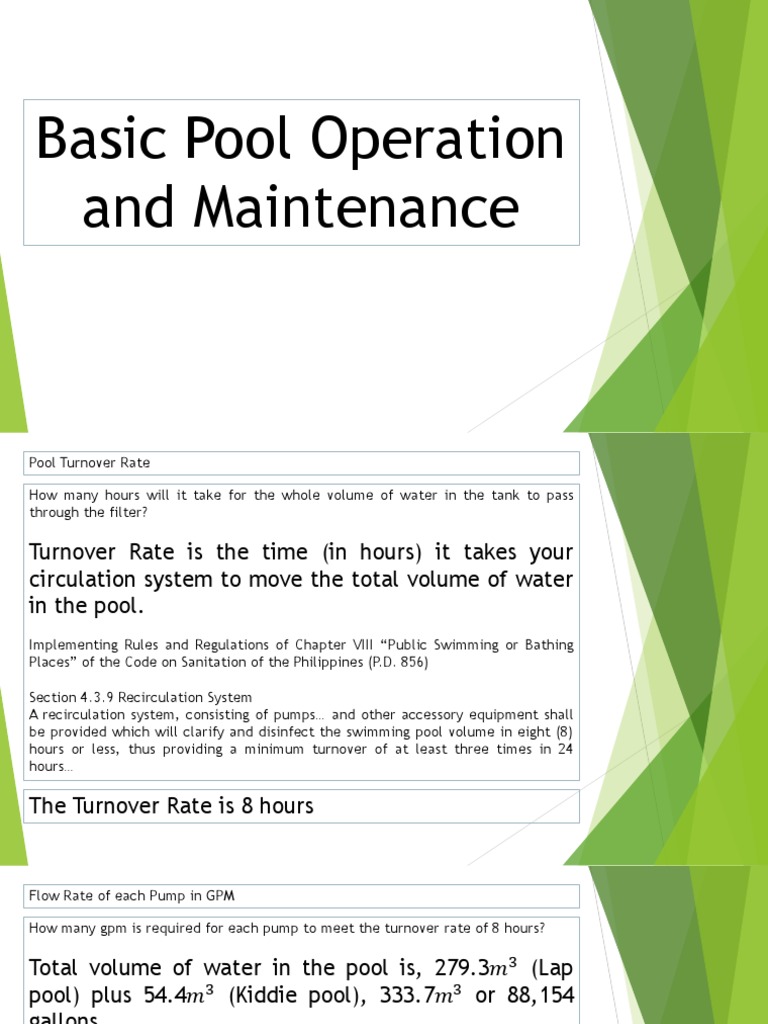 Swimming Pool Operation | PDF | Swimming Pool | Pump