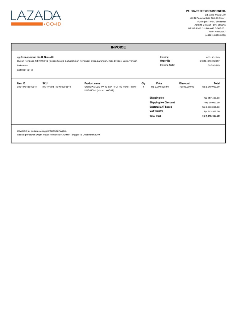 Invoice Retail OP03332077030151 248484316142317 | PDF