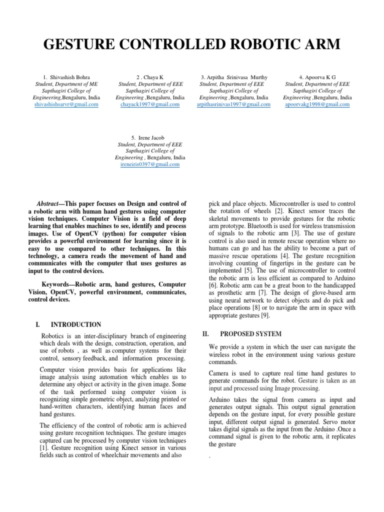 Robotic Arm Using Raspberry Pi 3 | PDF | Computer Vision | Graphical User Interfaces