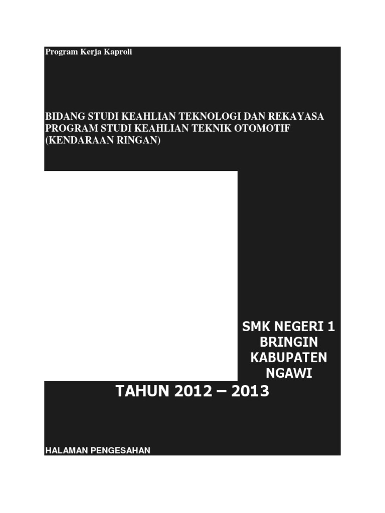 Program Kerja Kaprodi TKR | PDF
