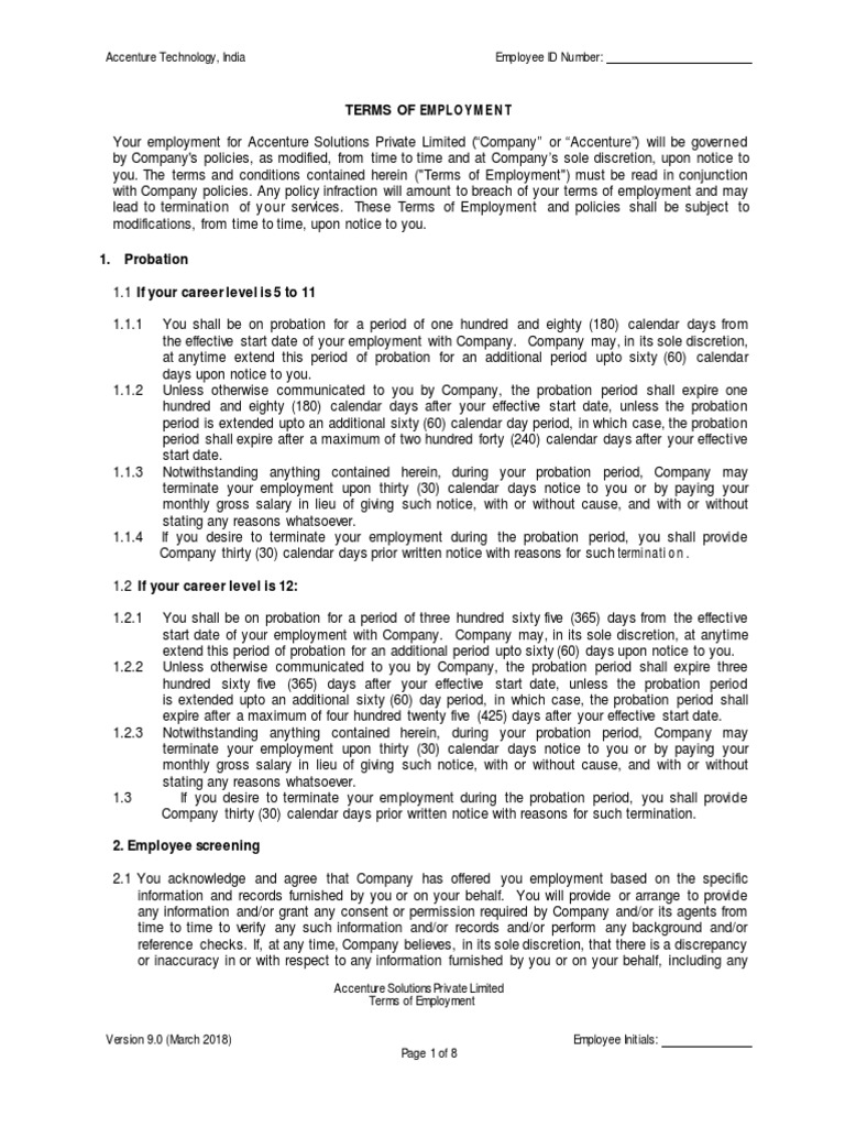 Terms of Employment | PDF | Personally Identifiable Information ...