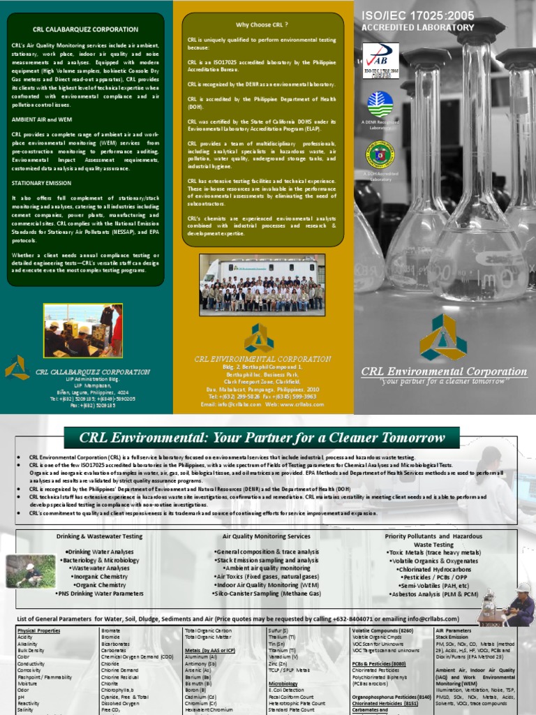 CRL Brochure | PDF | Laboratories | Volatile Organic Compound
