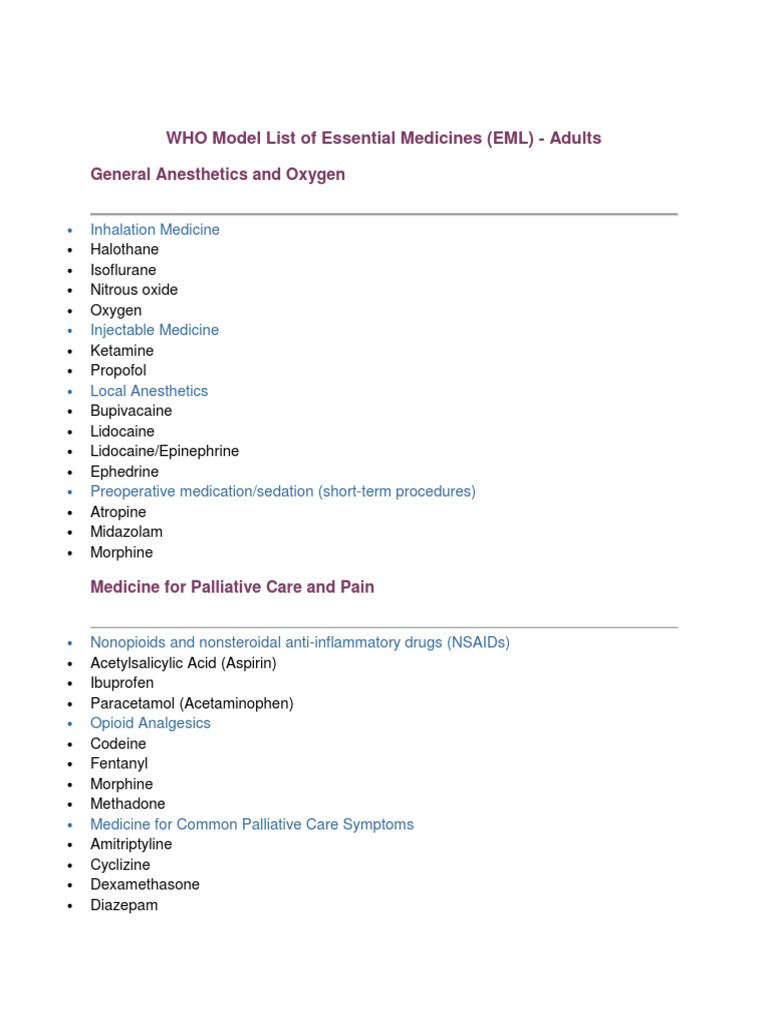 WHO Model List of Essential Medicines | PDF | Vaccines | Analgesic