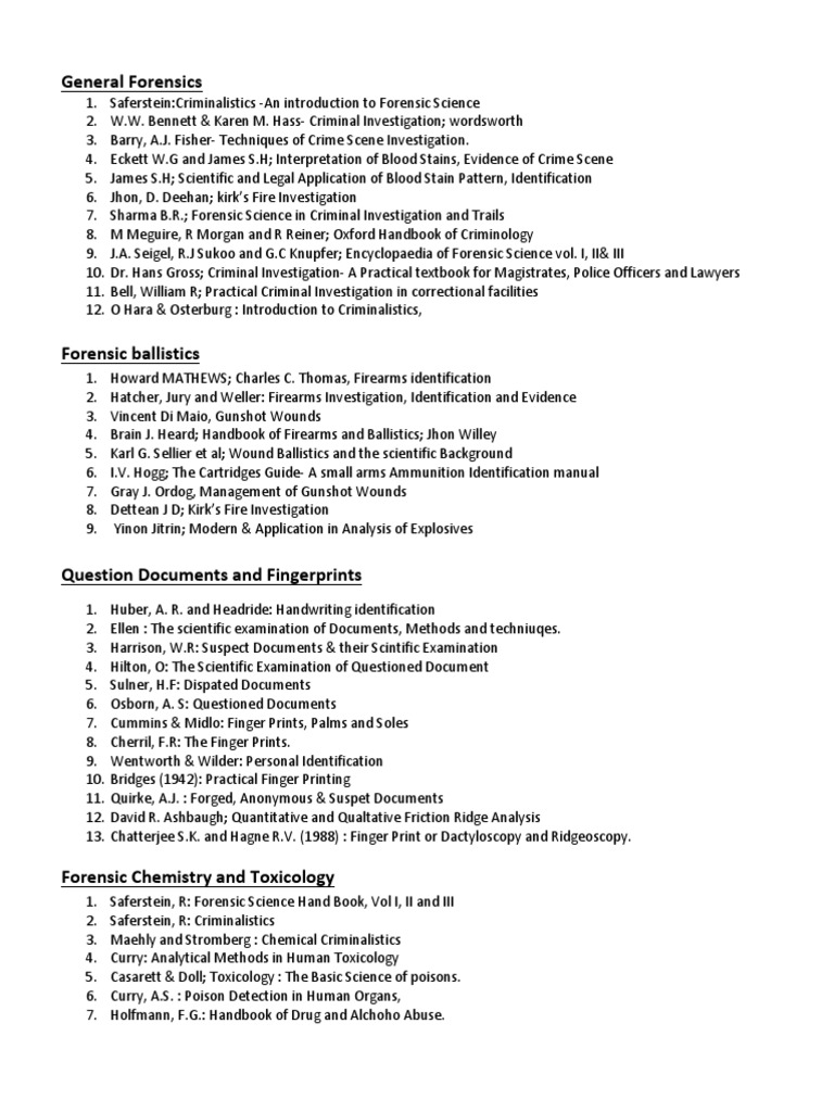 Forensic Science Reference List | PDF | Forensic Science | Fingerprint