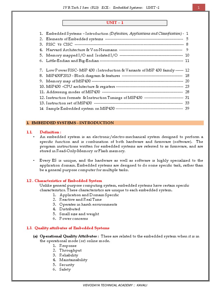 EMBEDDED SYSTEMS - INTRODUCTION | PDF | Microcontroller | Embedded System