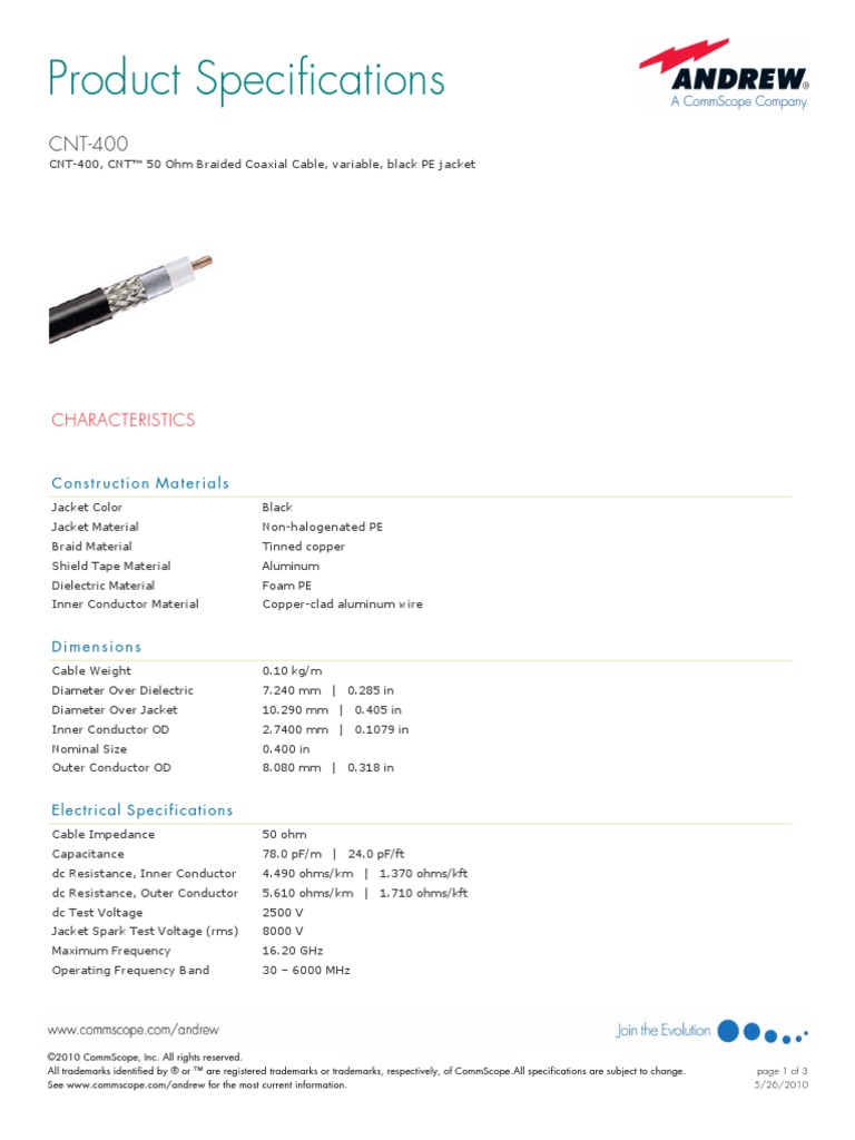 Coaxial CNT 400 | PDF | Coaxial Cable | Electromagnetism