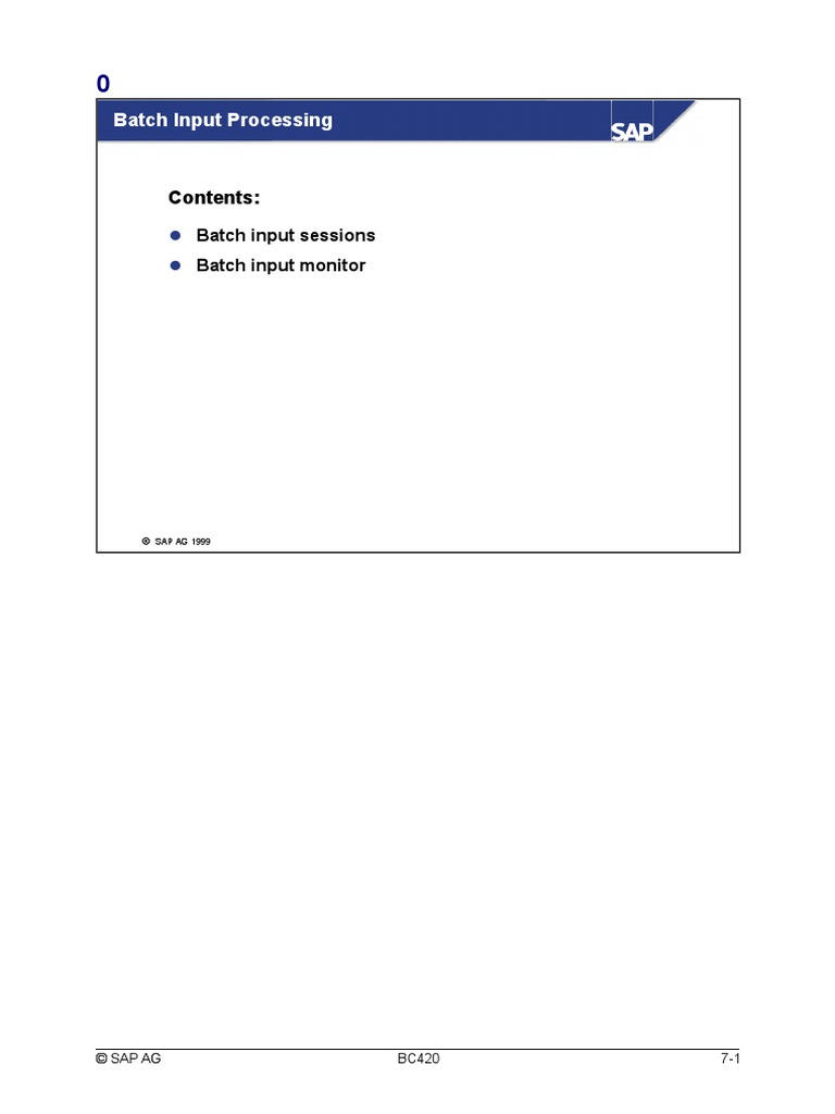 Contents:: Batch Input Processing | PDF | Computer Programming | Information Technology Management