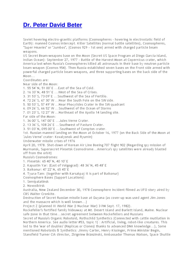 Dr. Peter Beter | PDF | Moon | Science