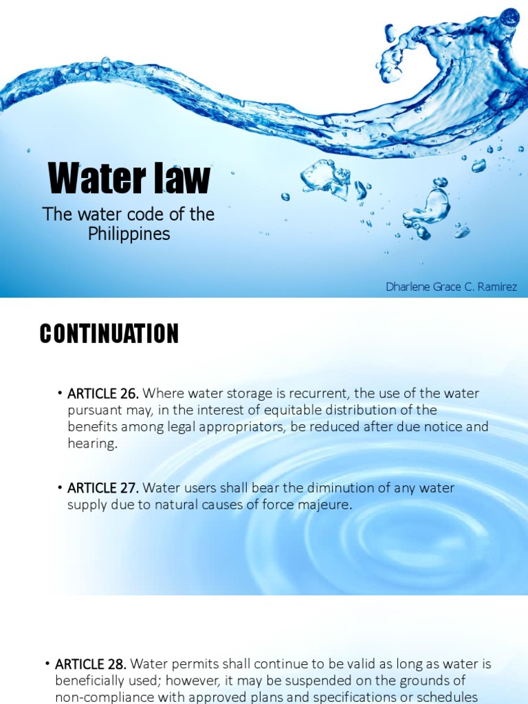 Water Law: The Water Code of The Philippines | PDF | Drainage | Water ...