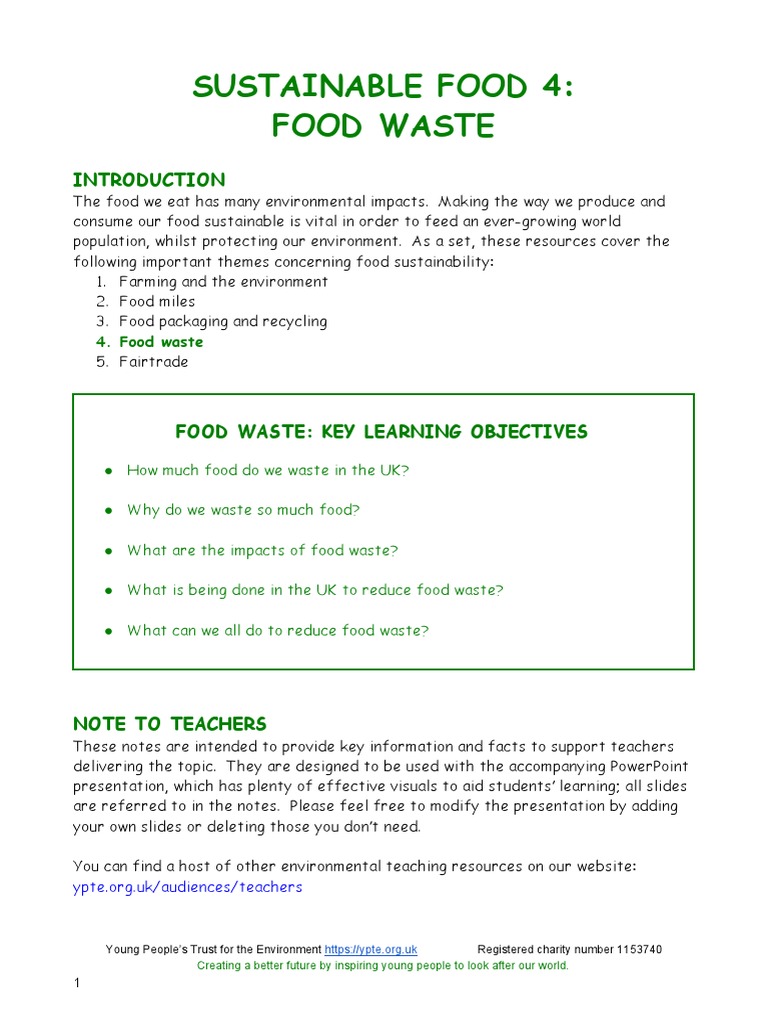 Food Waste Lesson Plan | PDF | Global Warming | Waste