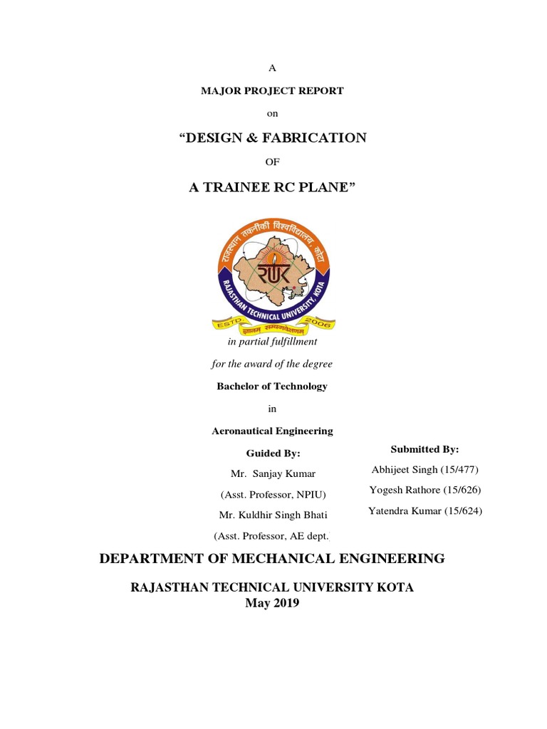 Fabrication RC Plane Report | PDF | Lift (Force) | Flight