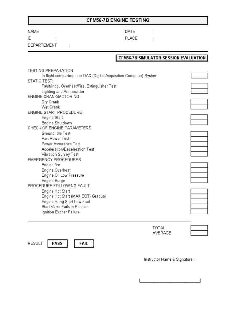 CFM56-7B Engine Testing Assesment Form | PDF