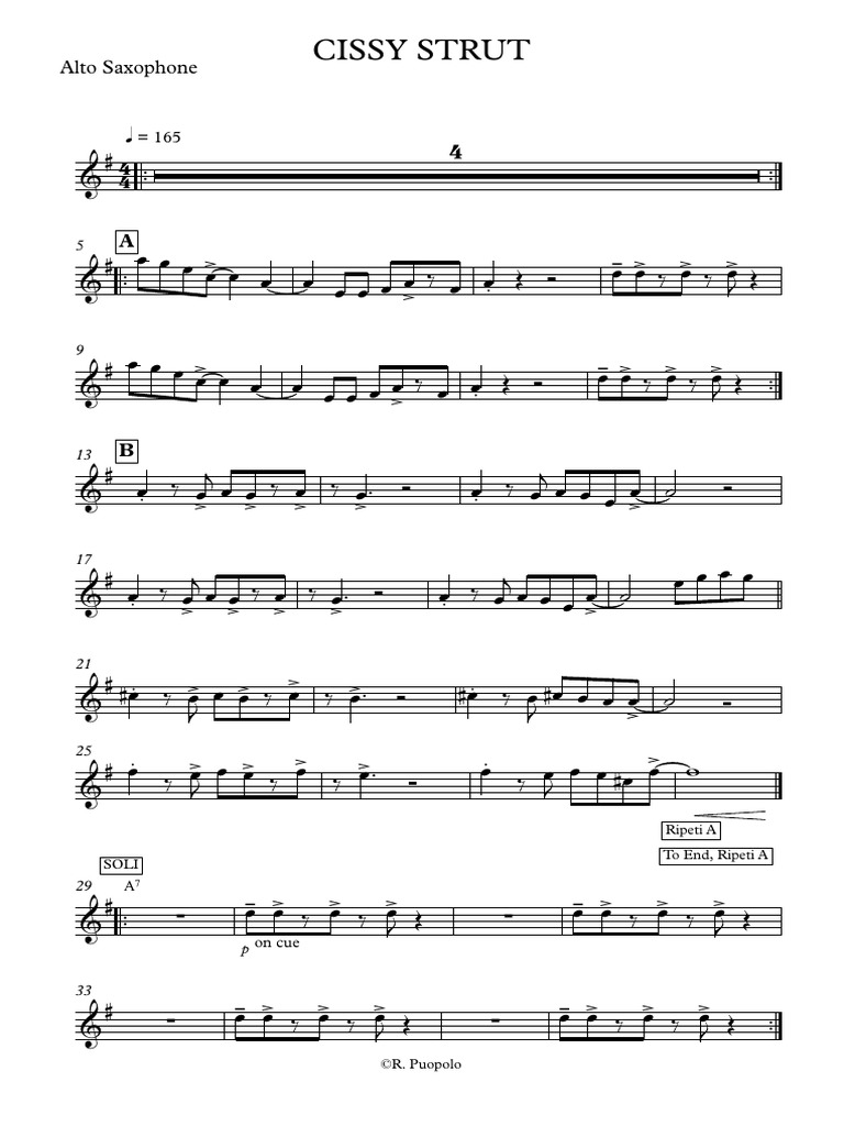 Cissy Strut - Alto Saxophone PDF | PDF