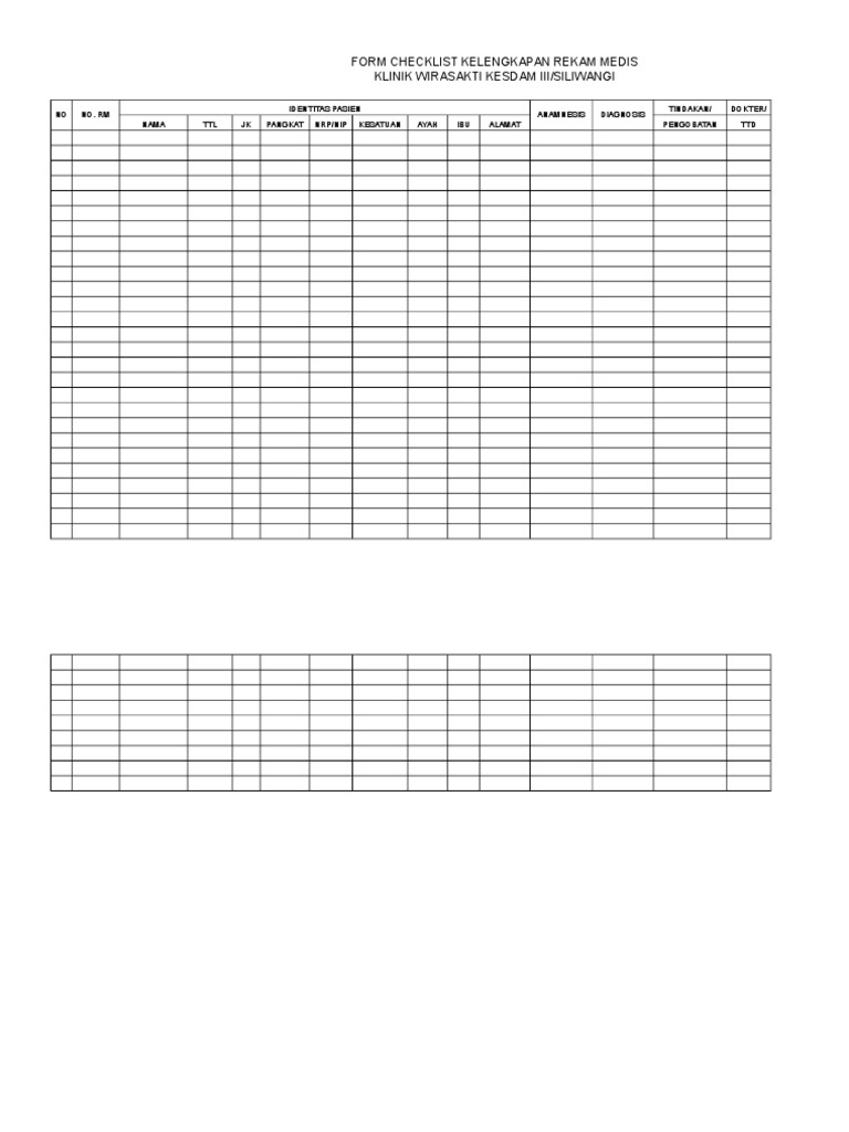 Form Checklist Kelengkapan Rekam Medis | PDF