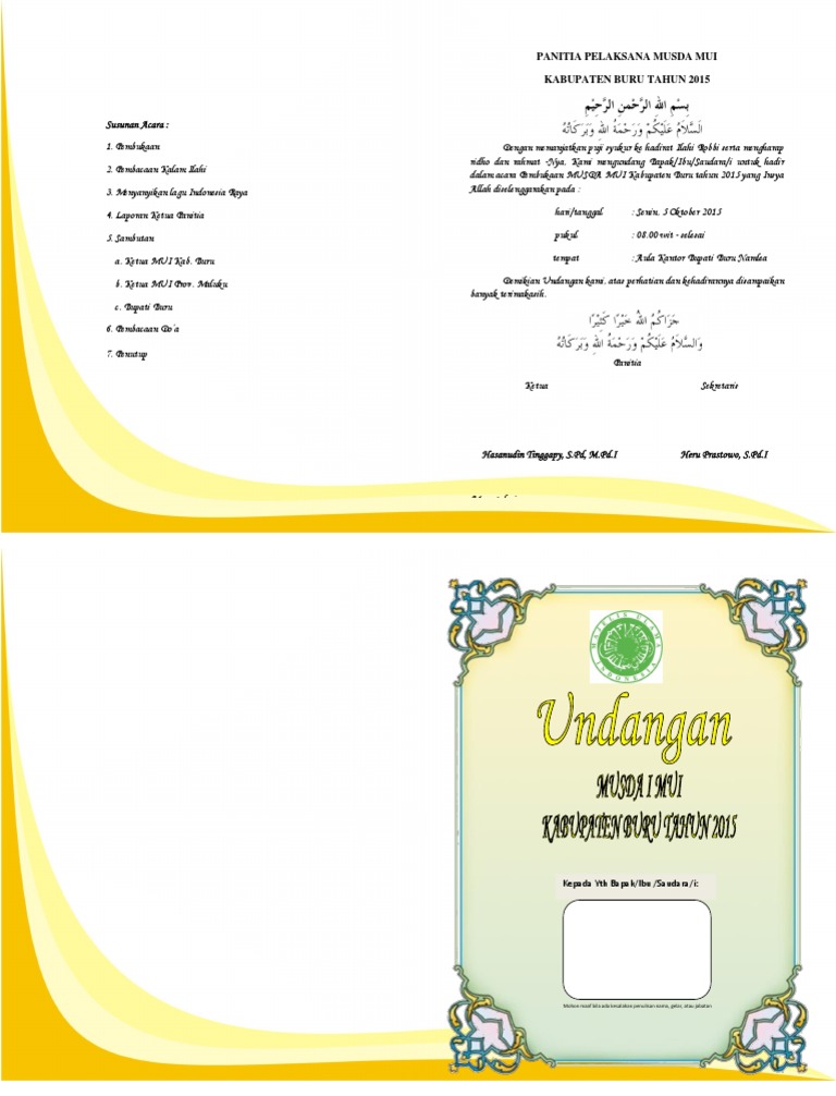 Undangan MUSDA MUI Kabupaten Buru 2015 | PDF | Karier & Perkembangan