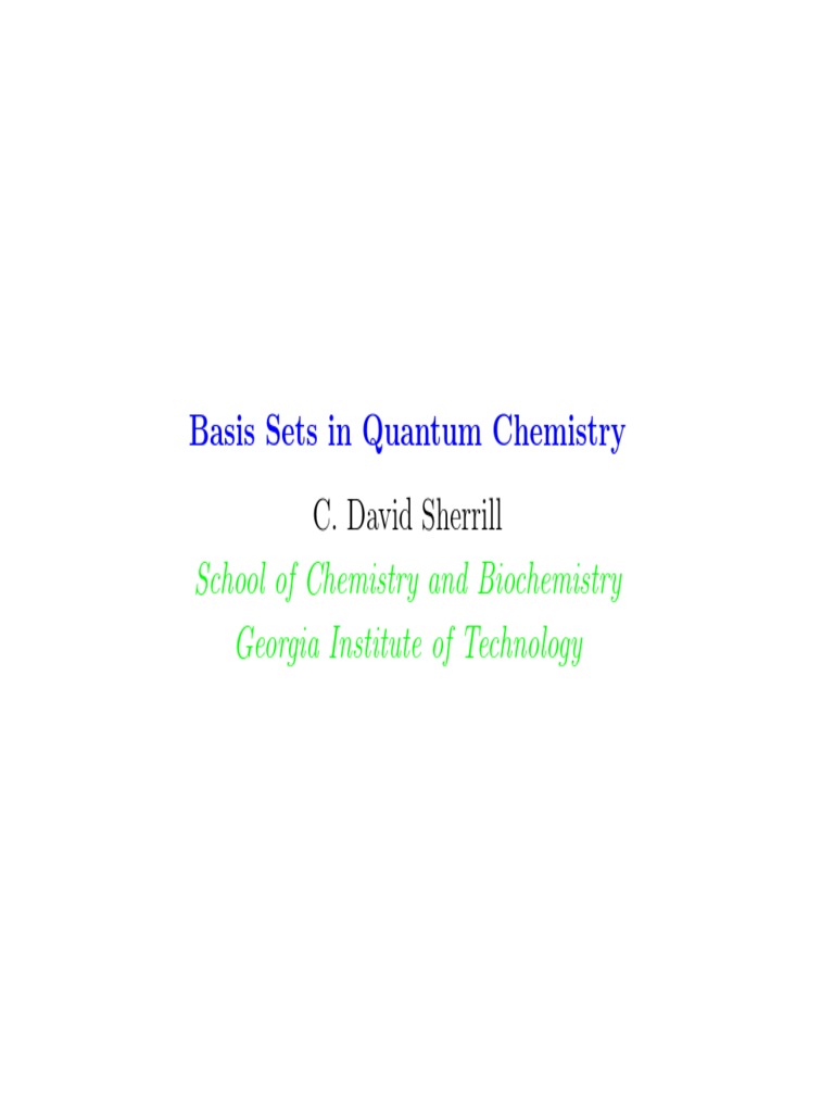 Basis Sets | PDF | Quantum Chemistry | Atomic Orbital