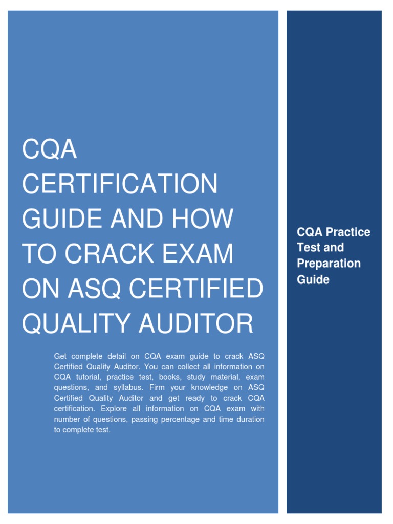 CQA Certification Exam Preparation Guide | PDF | Auditor's Report | Audit