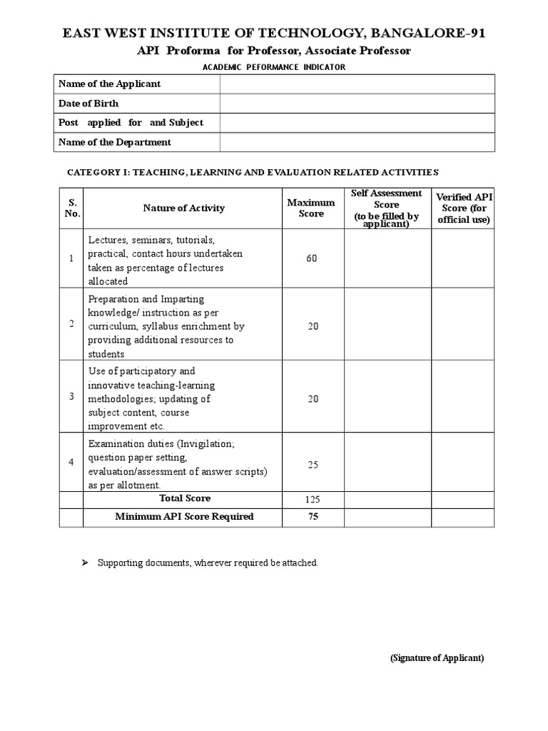 API-Proforma 2019 For Professor Associate Professor | PDF | Thesis ...