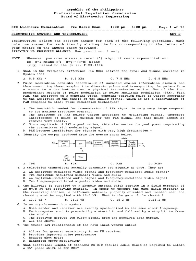Preboard EST 2ndbatch April2015 SetB | PDF | Osi Model | Frequency Modulation