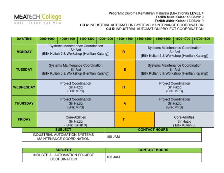 Day/Time 0900-1000 1000-1100 1100-1200 1200-1300 1300-1400 1400-1500 ...