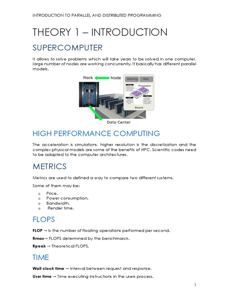 Theory 1 - Introduction: Supercomputer | PDF | Scalability | Parallel Computing