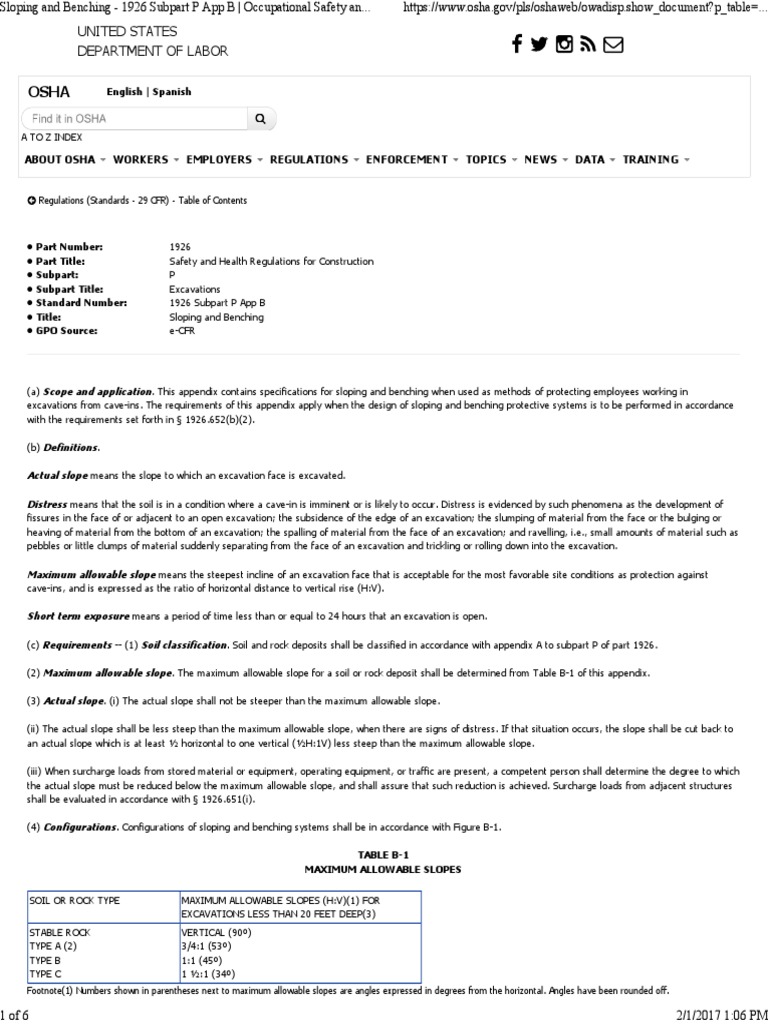 Excavation Sloping and Benching | PDF | Slope | Occupational Safety And ...