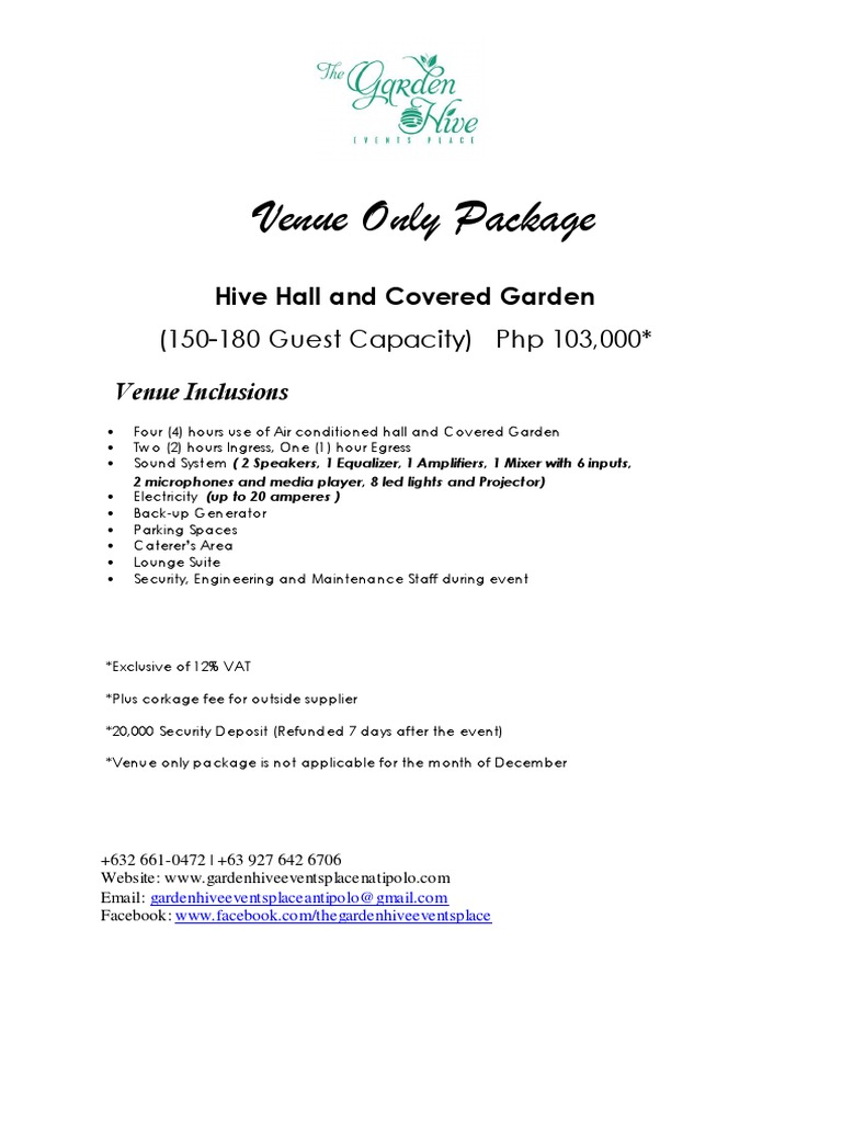 Venue Only Rate Hall | PDF | Technology & Engineering