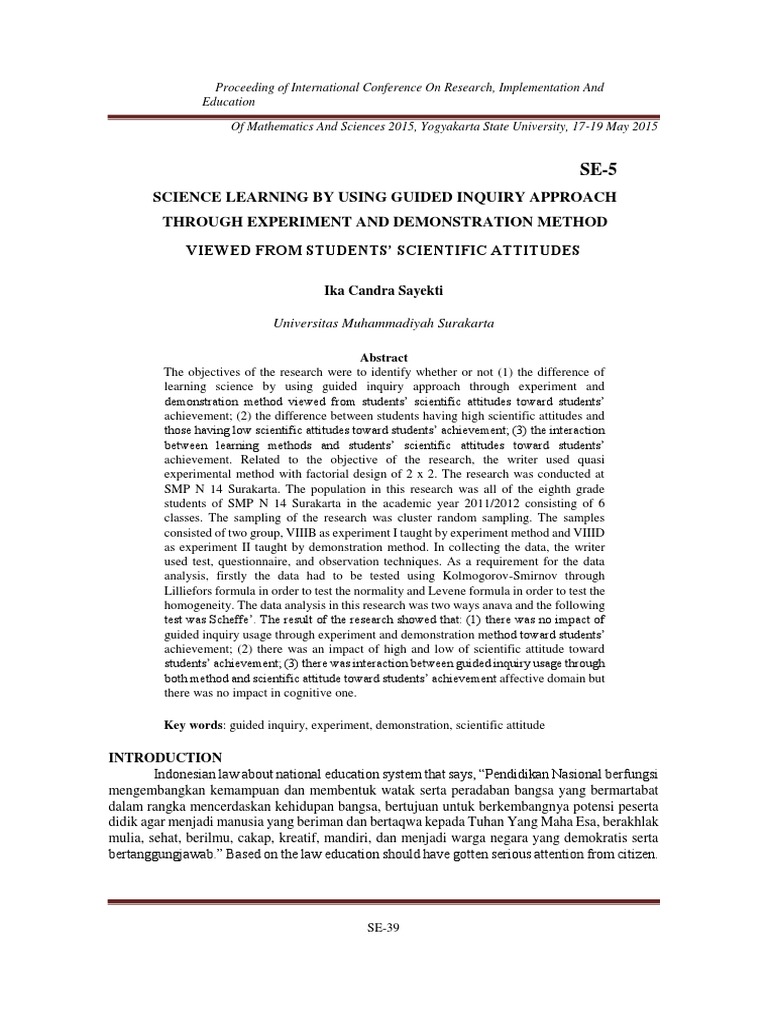 Science Learning by Using Guided Inquiry Approach | PDF | Scientific ...