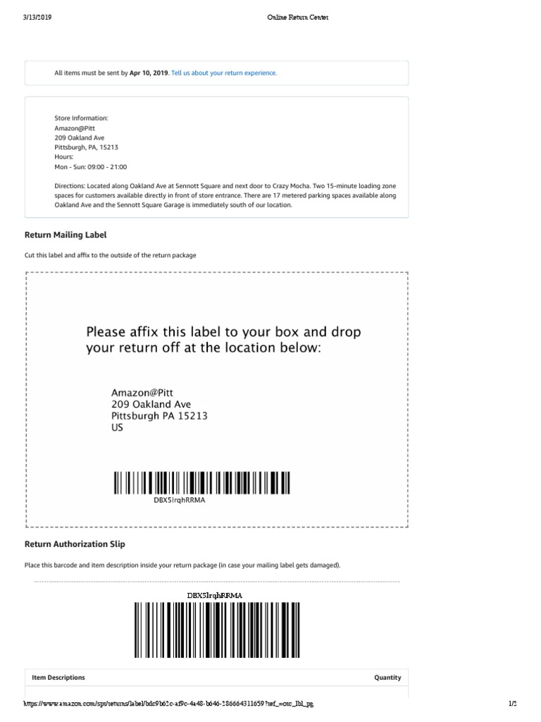 Return Mailing Label: Tell Us About Your Return Experience | PDF