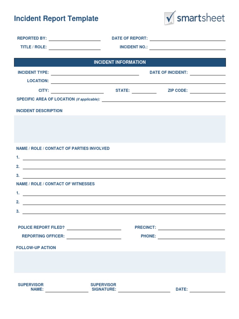 IC Incident Report Template | PDF