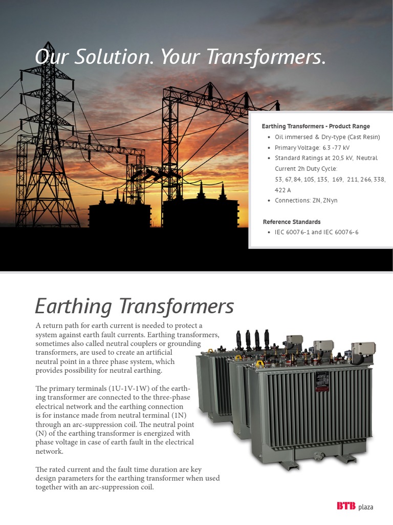 BTB Earthing Transformers Int | PDF | Transformer | Electrical Engineering