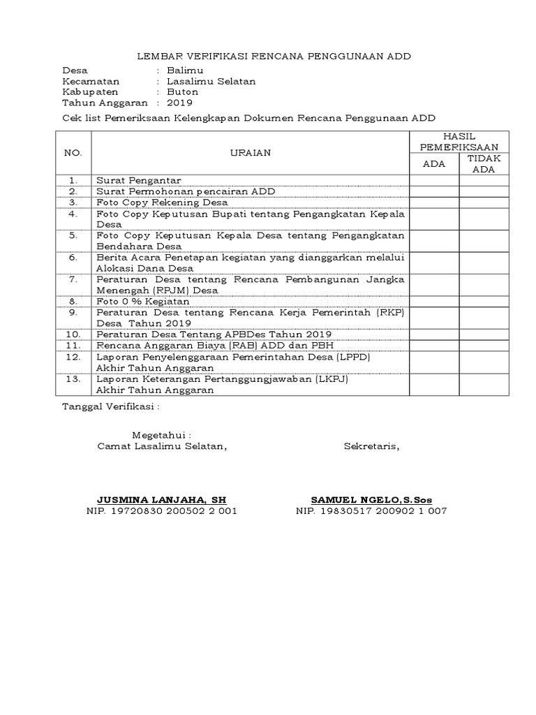 Lembar Verifikasi | PDF