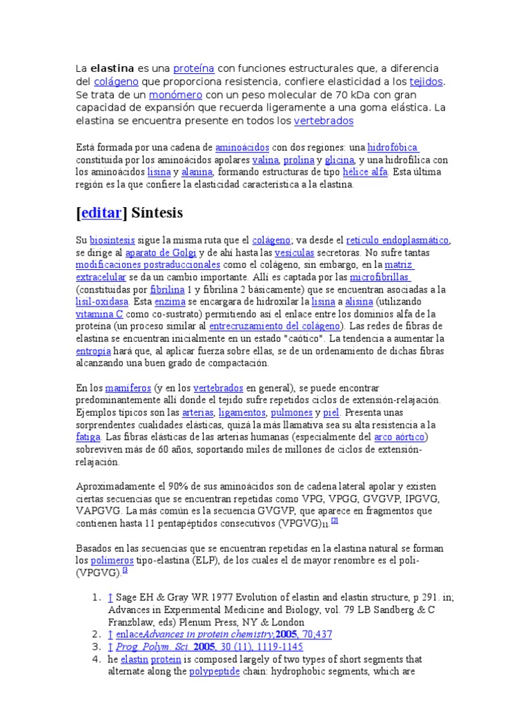 Estructura y función de la elastina | PDF | Colágeno | Bioquímica