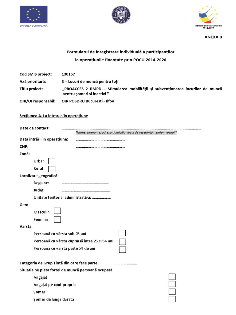 Formular Grup Tinta AJOFM Cluj PROACCES 2 PDF | PDF